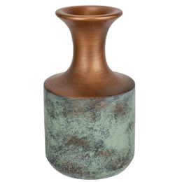 Dekovase I.GE.A. "Zement-Vase 23cm, 13cm D.", blau, bronze, B:13cm H:23cm, Keramik, Vasen
