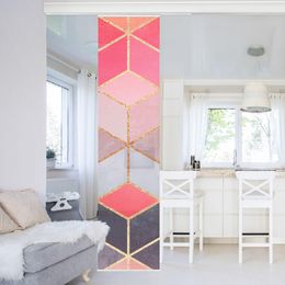 Schiebegardine Buntes Pastell goldene Geometrie