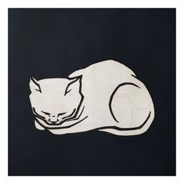 Bilderwelten Alu Dibond Outdoor Bild Tiere schwarz weiss Illustration wetterfest - Schlafende Katze Illustration - Katze Wohnzimmer Schlafzimmer