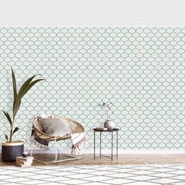 Bilderwelten Fototapete Marokkanisches Aquarell Linienmuster Stil Orientalisch,Muster Geometrisch Wohnzimmer Vliestapete inkl. Kleister oder selbstklebend