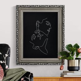 Bilderwelten Leinwandbild mit Barockrahmen Line Art Frauen Gesichter Schwarz