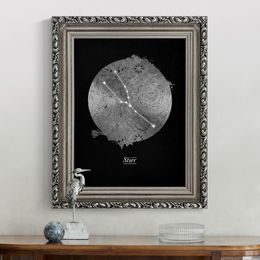 Bilderwelten Leinwandbild mit Barockrahmen Sternzeichen Stier Silber