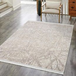 Carpet City Teppich »CLASICO 9150« rechteckig 11 mm Höhe Läufer, Kurzflor, Hochtief-Muster, Boho, Fransen, Wohnzimmer beige Obermaterial: 100%...