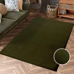 Carpet City Hochflor-Teppich &raquo;TOPIA 400&laquo; rechteckig 21 mm H&ouml;he Kunstfell-Teppich mit Kaninchenfell-Optik, Haptik, Schlafzimmer gr&uuml;n Polyester