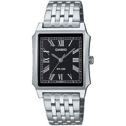 CASIO TIMELESS COLLECTION Quarzuhr Armbanduhr, Damenuhr, Herrenuhr, Edelstahlarmband, analog edelstahlfarben-schwarz Klassische Armbanduhr