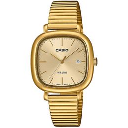CASIO TIMELESS COLLECTION Quarzuhr Armbanduhr, Damenuhr, Herrenuhr, Edelstahlarmband, analog, Tag goldfarben-gelbgoldfarben Edelstahlgehäuse,...