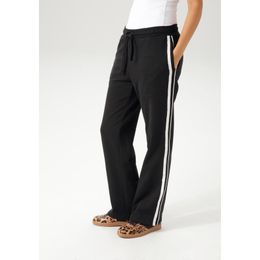 Aniston CASUAL Schlupfhose mit Spitzenband und Piping verzierte Seitennähte - NEUE KOLLEKTION schwarz-weiß 36 - N-Gr N-Gr 36 Hose mit bequemem...