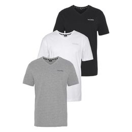 H.I.S. H.I.S Herren V-Shirt 3-er Pack, Kurzarm, Slim Fit, aus Baumwolle schwarz L (52/54)