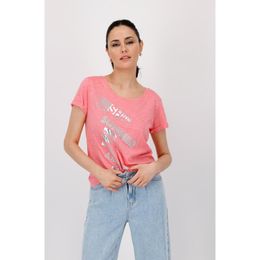 monari Rundhalsshirt mit Folienglanzdruck coral pink 34 34 Trendiges Shirt mit Folienglanzdruck und Glitzersteinchen von monari