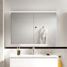 evineo ineo2 Spiegelschrank mit Waschtischbeleuchtung B: 100 H: 71 T: 18 cm, 2 T&uuml;ren, BEA062MI,
