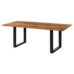 Esstisch Akazie 240x100x76 natur lackiert / Epoxid schwarz, U-Beine anthrazit matt EPOXY