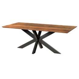 Esstisch Akazie 180x90x74 natur lackiert / Epoxid schwarz, Kreuzgestell anthrazit matt EPOXY