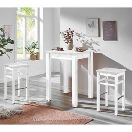 Pharao24.de Tischgruppe weiss im Landhausstil Kiefer Massivholz (dreiteilig)
