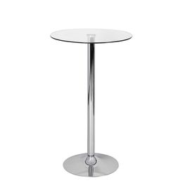 Pharao24.de Stehtisch Glas und Metall mit runder Tischplatte 105 cm hoch