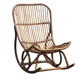 Pharao24.de Rattan Schaukelstuhl in Naturfarben Landhaus