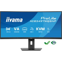iiyama ProLite XCB3497WQSNP-B1 | 34" Curved-Monitor mit UWQHD, KVM-Switch, USB-C-Dock & Höhenverstellbarem Standfuß