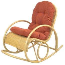 Pharao24.de Rattangeflecht Schaukelsessel in Beige Terracotta