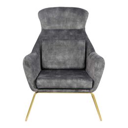 Pharao24.de Extravaganter Sessel in Grau Samtvelours und Metall