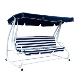 Pharao24.de Terrassen Hollywoodschaukel in Blau Weiß gestreift klassisches Design