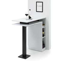 Pharao24.de Bartisch modern in Weiß und Beton Optik dunkelgrau 103 cm hoch