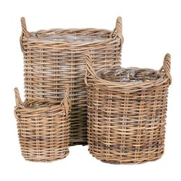 Pharao24.de Korbset Rattan im Landhausstil 49 cm hoch (dreiteilig)