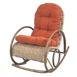 Pharao24.de Schaukelsessel mit Auflage in Graubraun & Terracotta Landhausstil