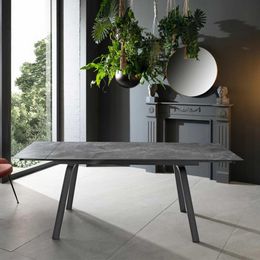 Pharao24.de Esszimmer Tisch mit Keramikplatte grauer Marmor Optik