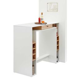 Pharao24.de Tresentisch Küche in Weiß und Wildeiche Holzoptik 103 cm hoch