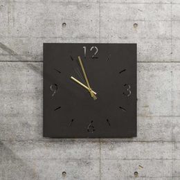 Pharao24.de Metall Wanduhr in modernem Design schwarz pulverbeschichtet