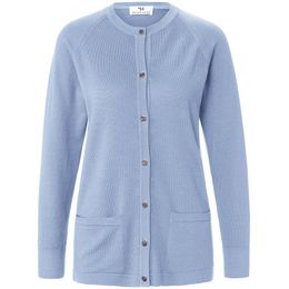 Peter Hahn - Strickjacke aus 100%Schurwolle Pure Tasmanian Wool, blau, Gr. 48 / XL - Schurwolle