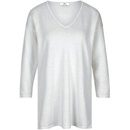 Peter Hahn - V-Pullover mit 3/4-Arm, weiss, Gr. 40 / M - Leinen