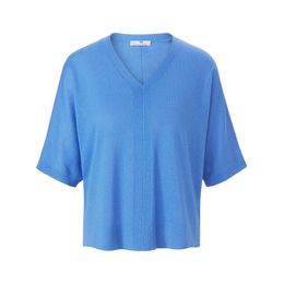 Peter Hahn - V-Pullover im Oversized-Style, blau, Gr. 42 / M - Baumwolle