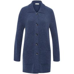 Peter Hahn - Long-Strickjacke aus Schurwolle und Kaschmir, blau, Gr. 46 / L - Schurwolle