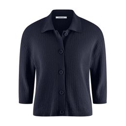 Peter Hahn - Strickjacke mit 3/4-Arm, blau, Gr. 46 / L - Baumwolle