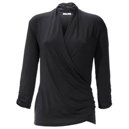 Peter Hahn - V-Shirt mit 3/4 Arm, schwarz, Gr. 46 / L
