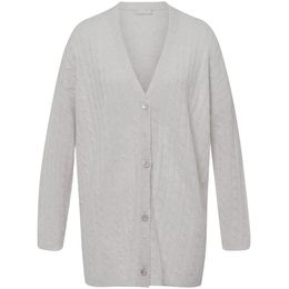 Peter Hahn - Long-Strickjacke aus 100% Kaschmir, grau, Gr. 46/48 - Kaschmir