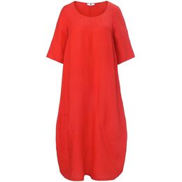Emilia Lay - Kleid mit 3/4-Arm, orange, Gr. 50 / XL - Leinen
