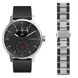 Withings ScanWatch kaufen - Hybrid Smartwatch mit EKG 42 mm / Schwarz / + Gliederarmband Silber