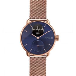 Withings ScanWatch kaufen - Hybrid Smartwatch mit EKG 38 mm / Rosegold / Blau / + Gratis Milanaise Armband Rosegold