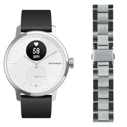 Withings ScanWatch kaufen - Hybrid Smartwatch mit EKG 42 mm / Wei&szlig; / + Gliederarmband Silber