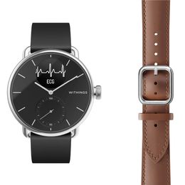 Withings ScanWatch kaufen - Hybrid Smartwatch mit EKG 38 mm / Schwarz / + Lederarmband Braun