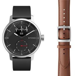 Withings ScanWatch kaufen - Hybrid Smartwatch mit EKG 42 mm / Schwarz / + Lederarmband Braun
