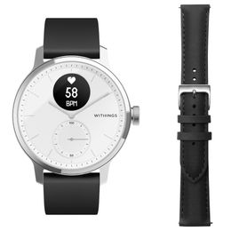 Withings ScanWatch kaufen - Hybrid Smartwatch mit EKG 42 mm / Wei&szlig; / + Lederarmband Schwarz