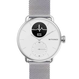 Withings ScanWatch kaufen - Hybrid Smartwatch mit EKG 38 mm / Wei&szlig; / + Gratis Milanaise Armband Silber