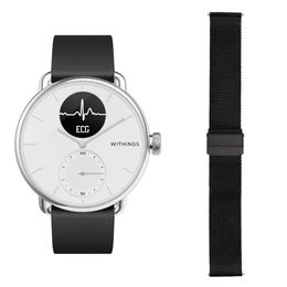 Withings ScanWatch kaufen - Hybrid Smartwatch mit EKG 38 mm / Wei&szlig; / + Gratis Milanaise Armband Schwarz