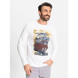 Marco Donati Herren Langarmshirt mit Front-Print, wei&szlig;-bedruckt, Gr&ouml;&szlig;e 44/46