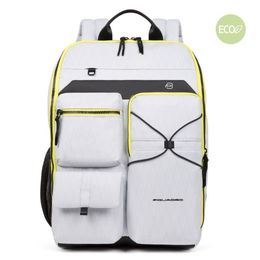 Piquadro Otello Laptoprucksack 15,6" aus recyceltem Stoff mit iPad -Fach