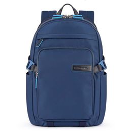 Piquadro PQ-RY Laptoprucksack für 15,6" aus Stoff und Leder