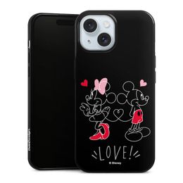 DeinDesign iPhone 15 Handy Slim Case extra dünn Silikon Handyhülle schwarz Hülle Disney Mickey & Minnie Mouse Love Silikon Slim Case