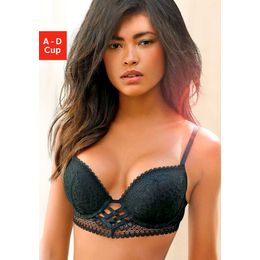 Lascana Push-up-BH schwarz Gr. 80B. Mit Integriertem Kissen und mit B&uuml;gel